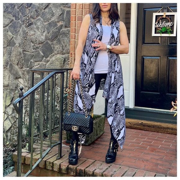 ShopEvelynne | Jackets & Coats | Boho Open Draped Long Snakeskin Print ...